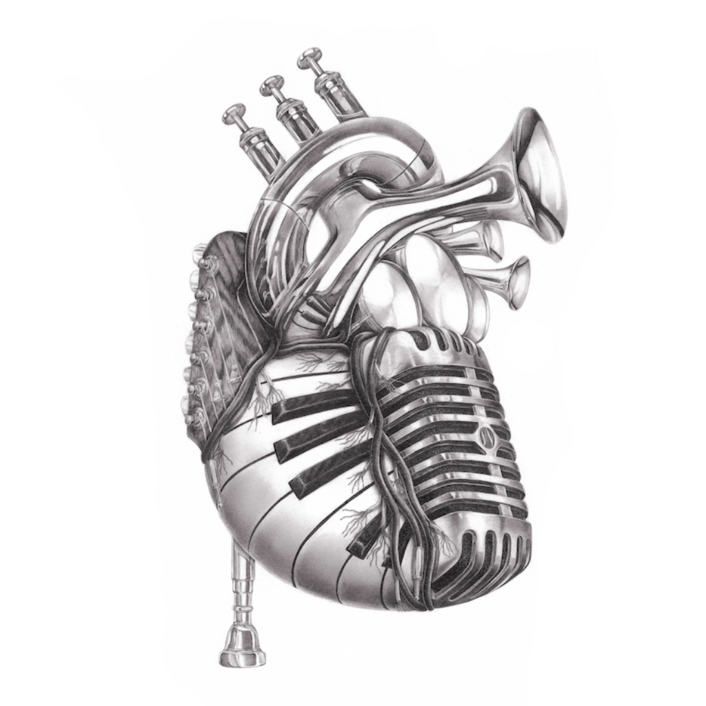 how to draw music hearts